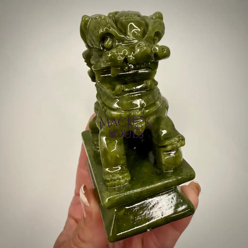 Protective Chinese Foo Dog Jade Carving Pair - A Symbol of Good Luck a ...